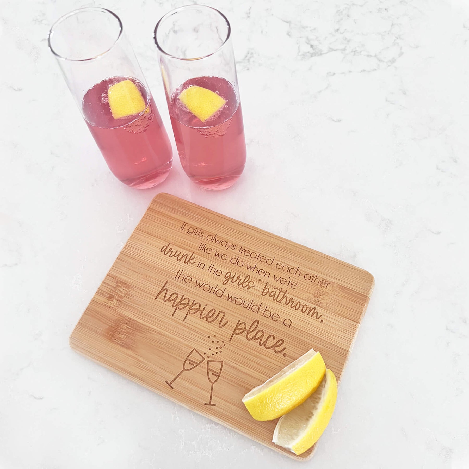 Drunk in the Girls Bathroom - Bamboo Bar Board - 6"x8" - Love, Georgie