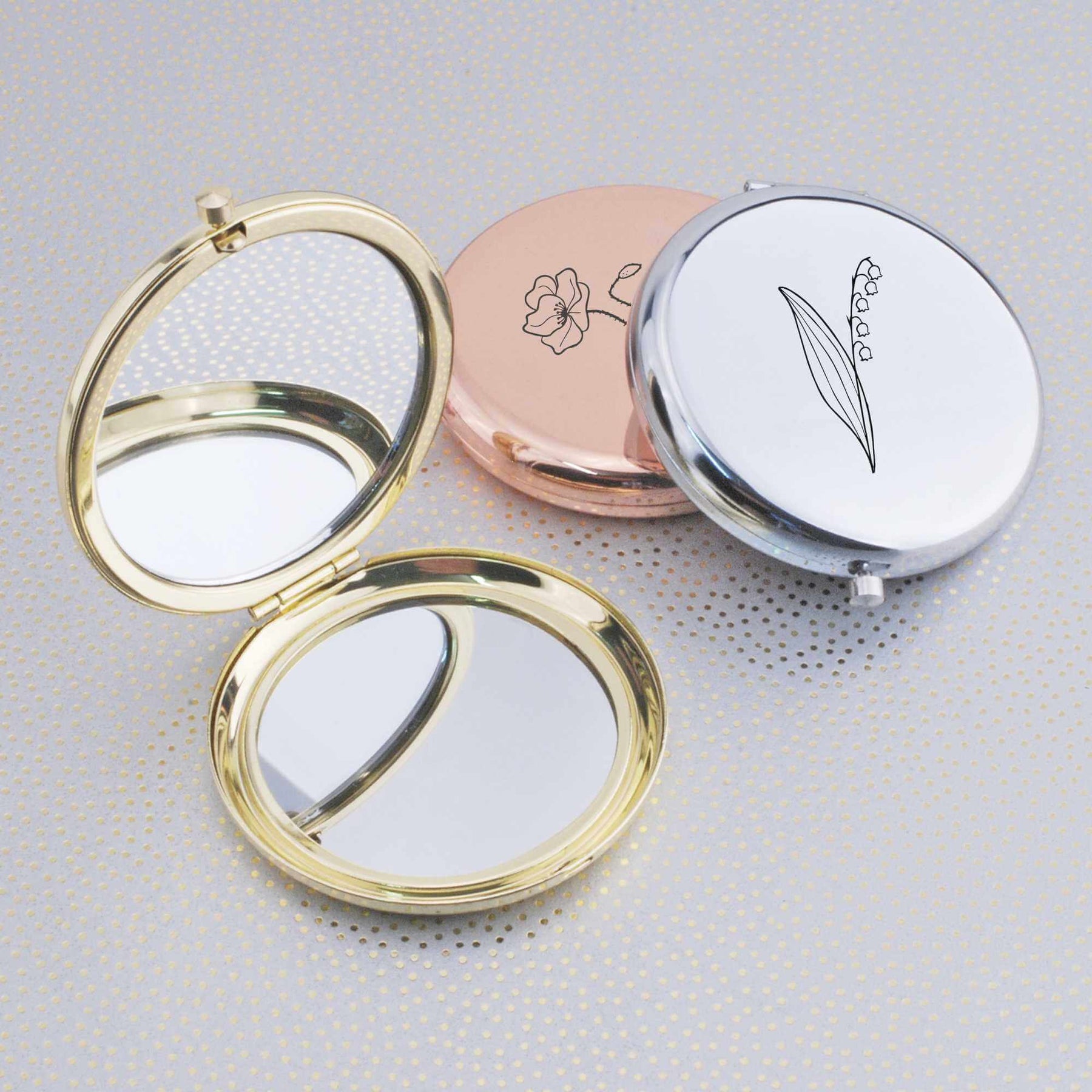 Custom Birth Flower Pocket Mirror - Love, Georgie