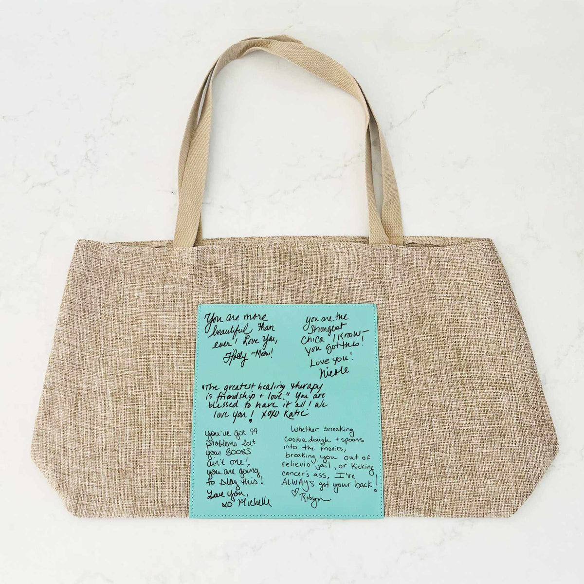 DELUXE Burlap Tote Bag Personalized with Handwritten Messages - Love ...