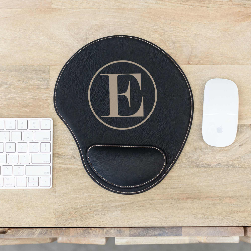 Vegan Leather Mouse Pad with Initial - Love, Georgie