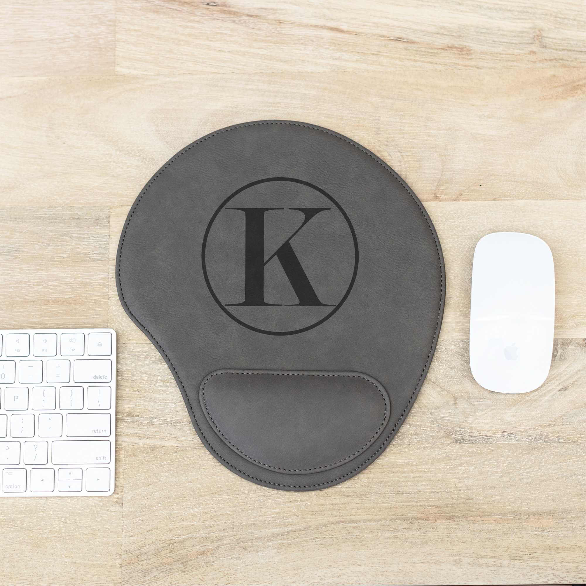 Vegan Leather Mouse Pad with Initial - Love, Georgie