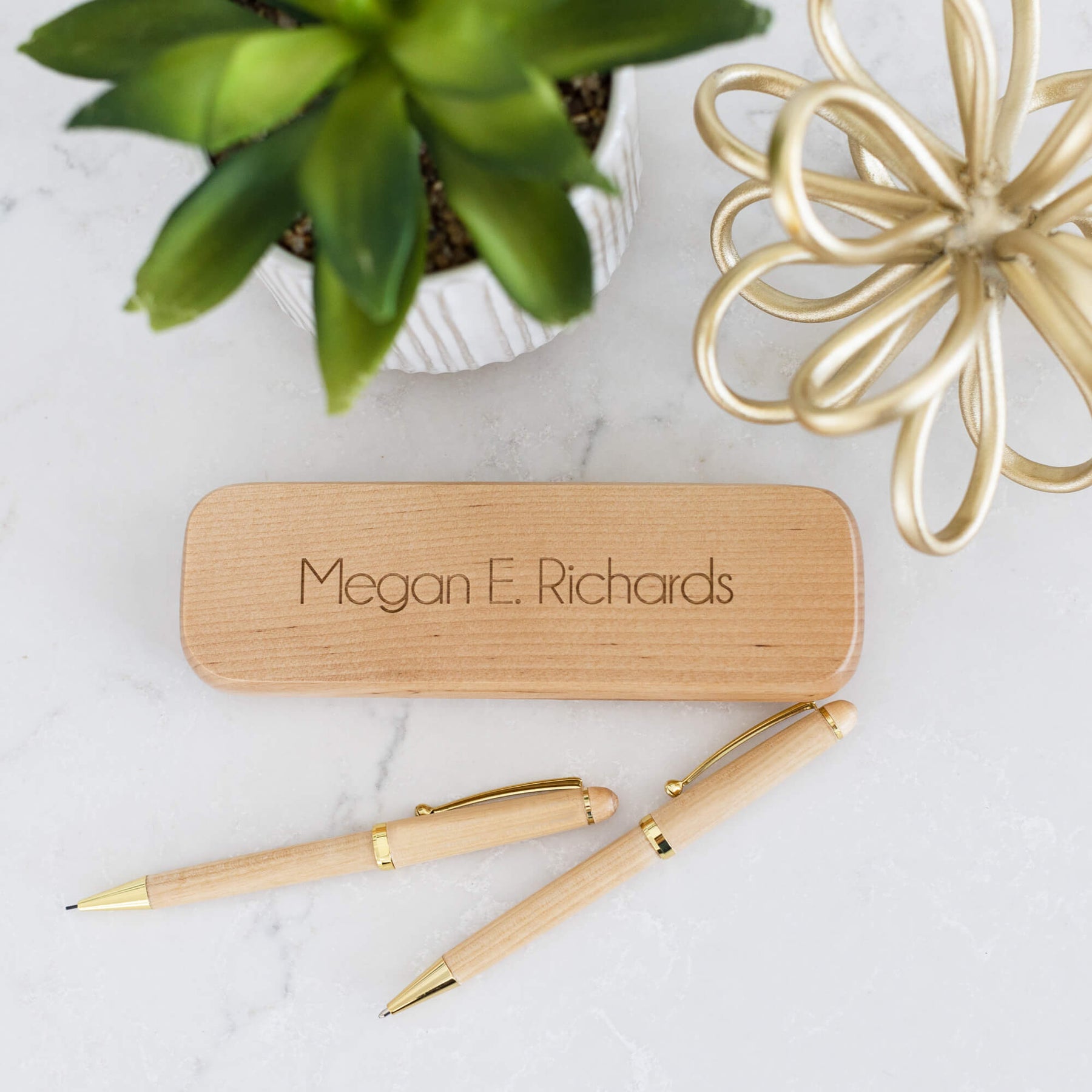 Customized Maple Pen and Pencil with Case - Love, Georgie