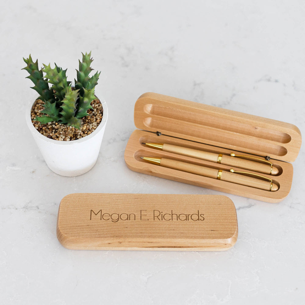 Customized Maple Pen and Pencil with Case - Love, Georgie