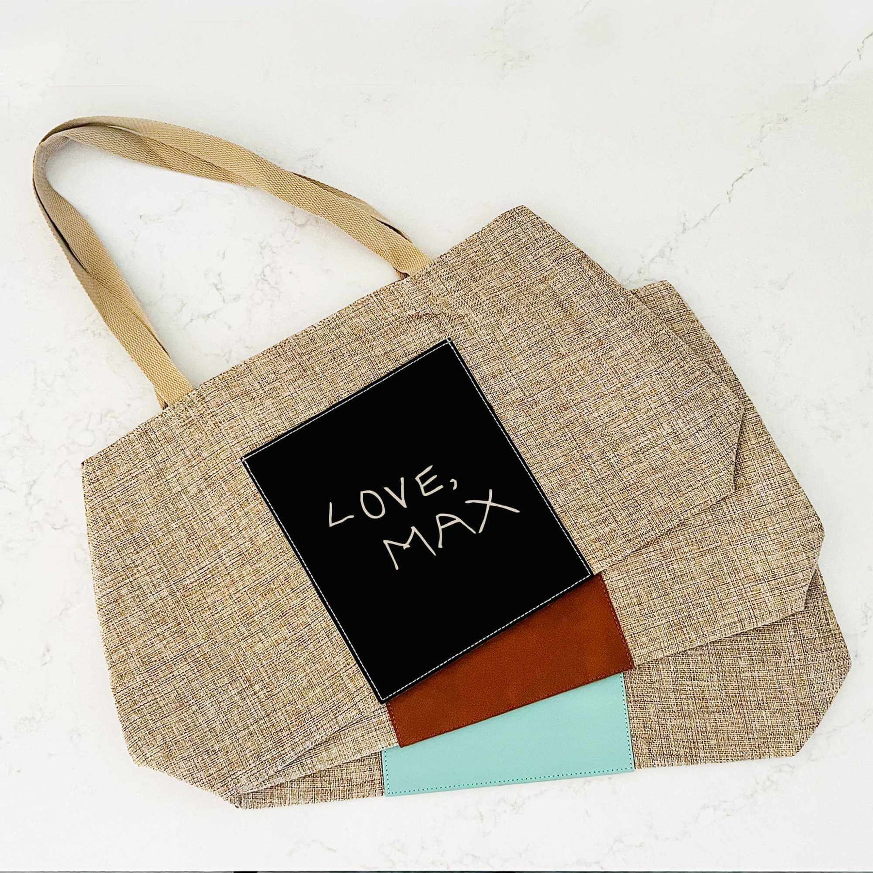 Burlap Tote Bag Personalized with Your Own Handwriting - Love, Georgie