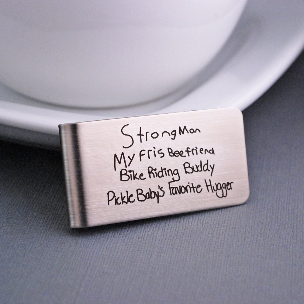 Engraved Money Clip - Custom Handwriting Money Clip - Love, Georgie
