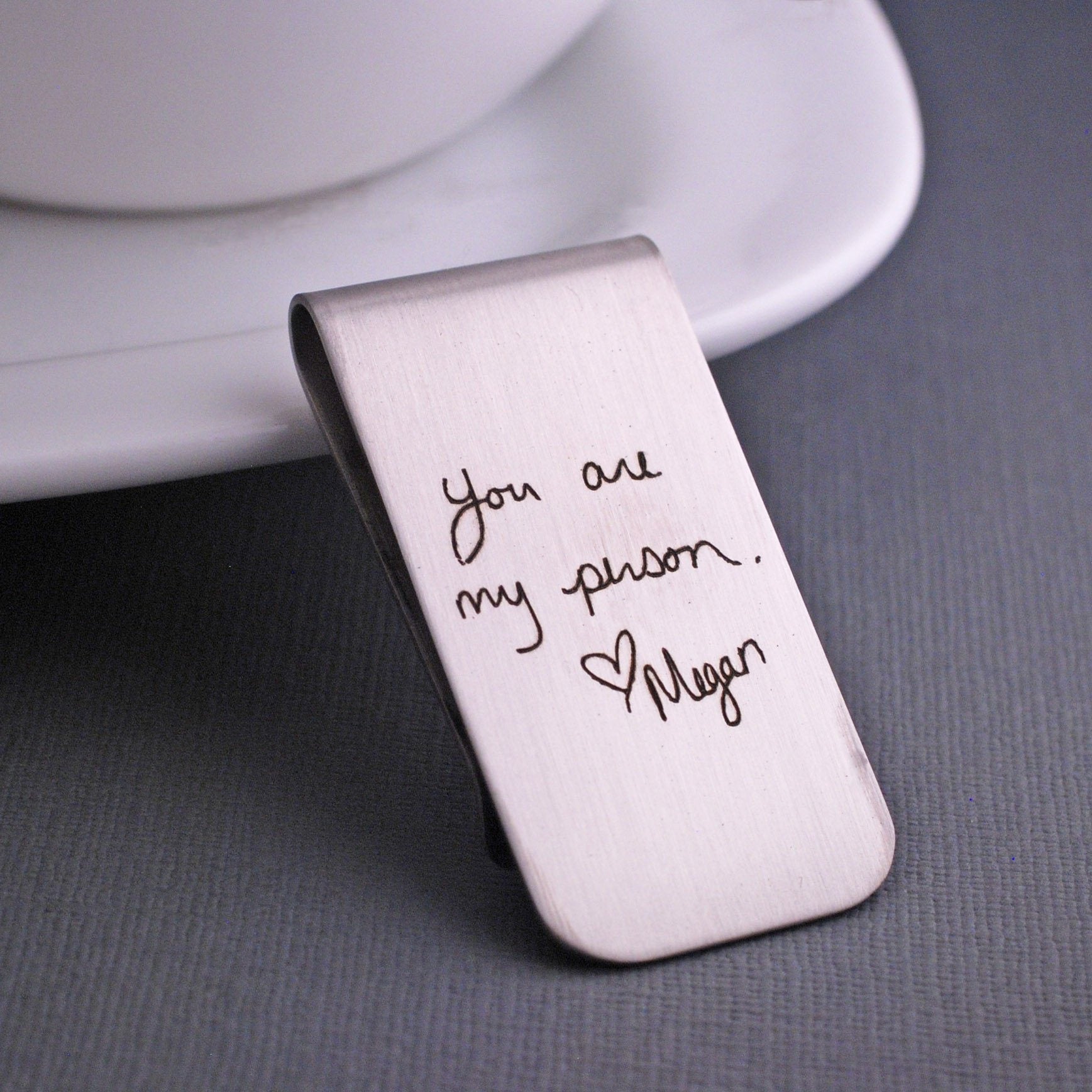 Engraved Money Clip - Custom Handwriting Money Clip - Love, Georgie