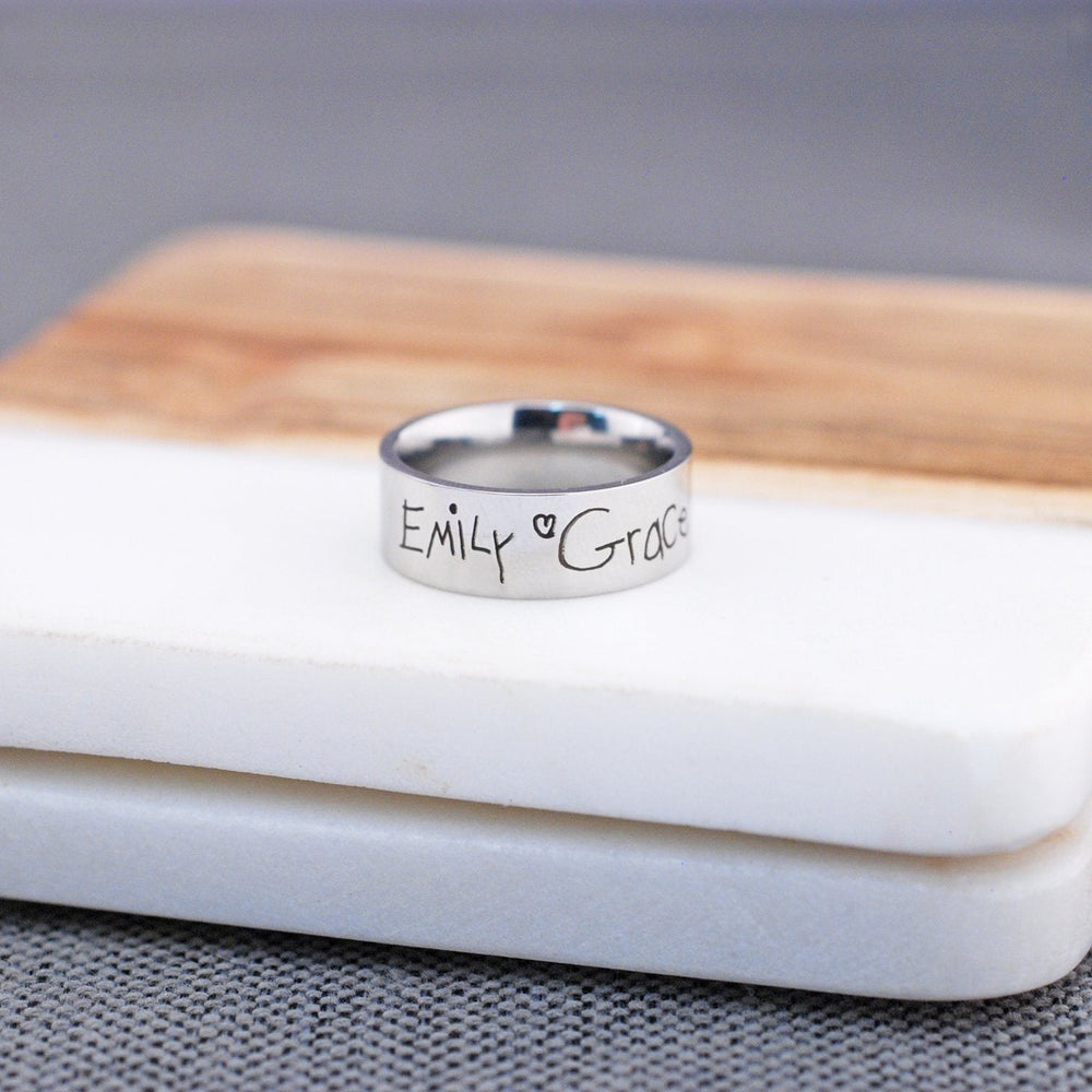 Handwriting Ring - 8mm Wide Band - Love, Georgie