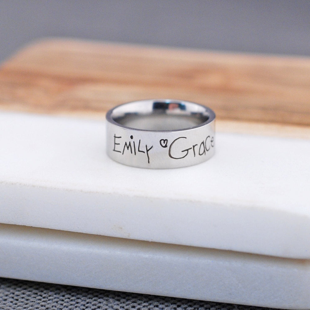 Handwriting Ring - 8mm Wide Band - Love, Georgie