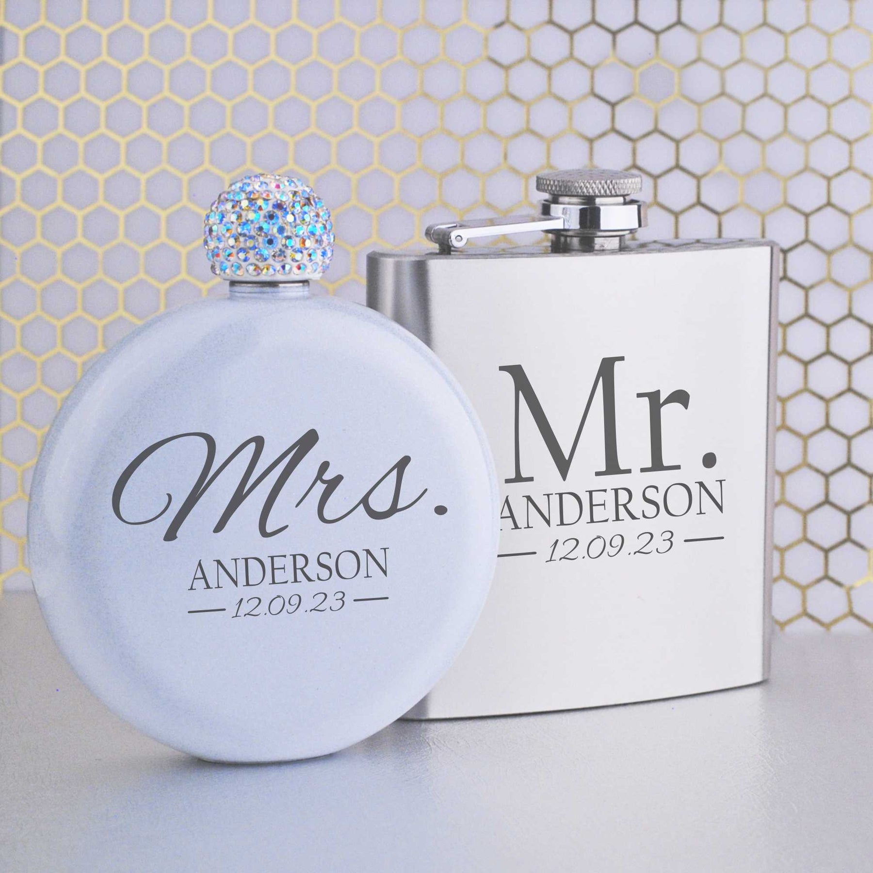 Mr and Mrs Flask - Wedding Flasks Engraved - Love, Georgie