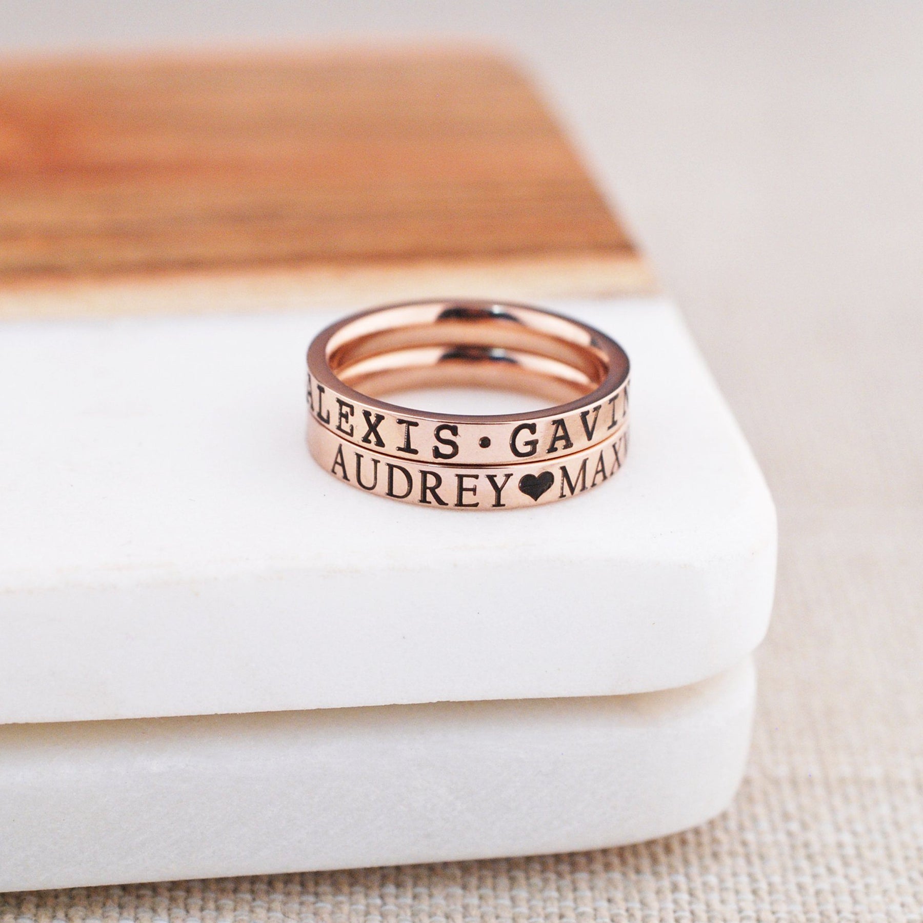 Rose Gold Name Ring - 3mm - Love, Georgie