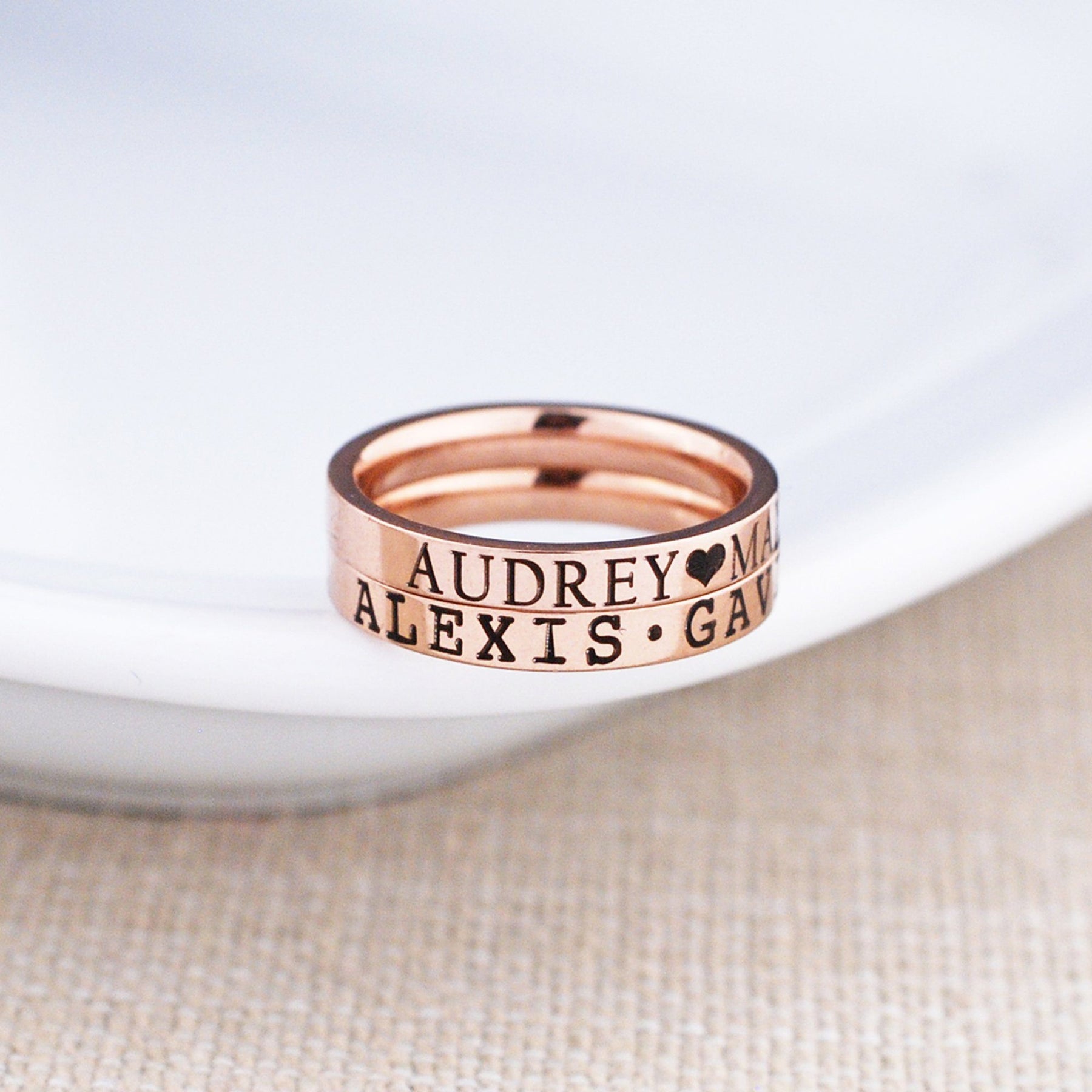 Rose Gold Name Ring - 3mm - Love, Georgie
