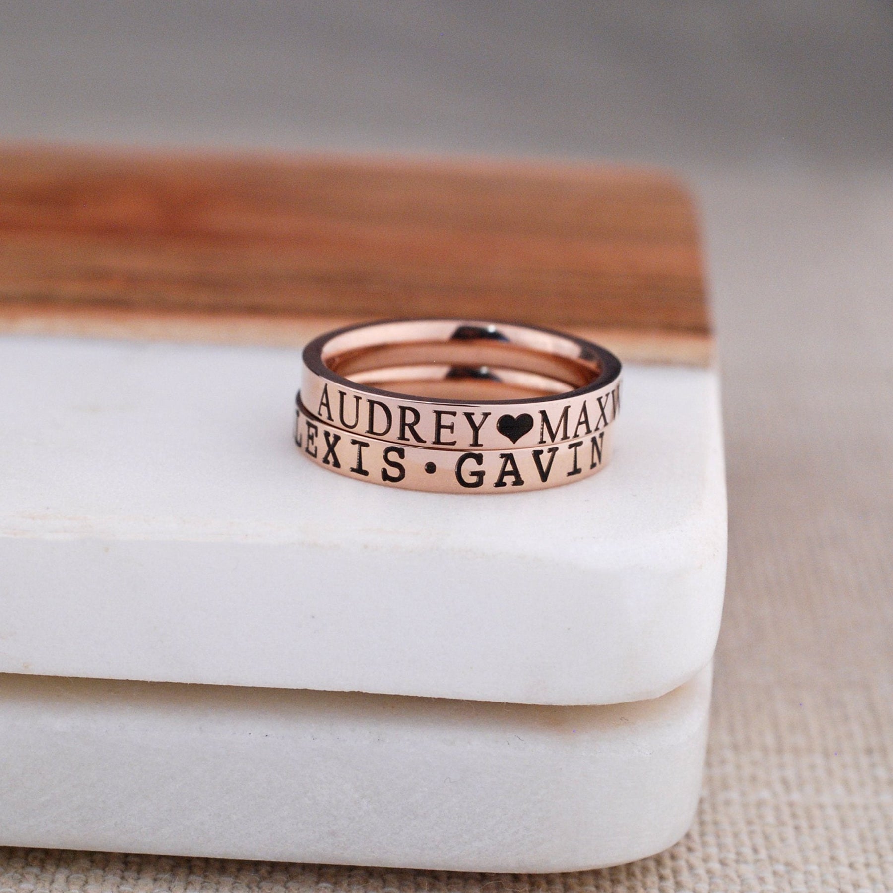 Rose Gold Name Ring - 3mm - Love, Georgie