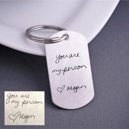 Engraved Handwriting Keychain - Personalized Engraved Keychains - Love ...